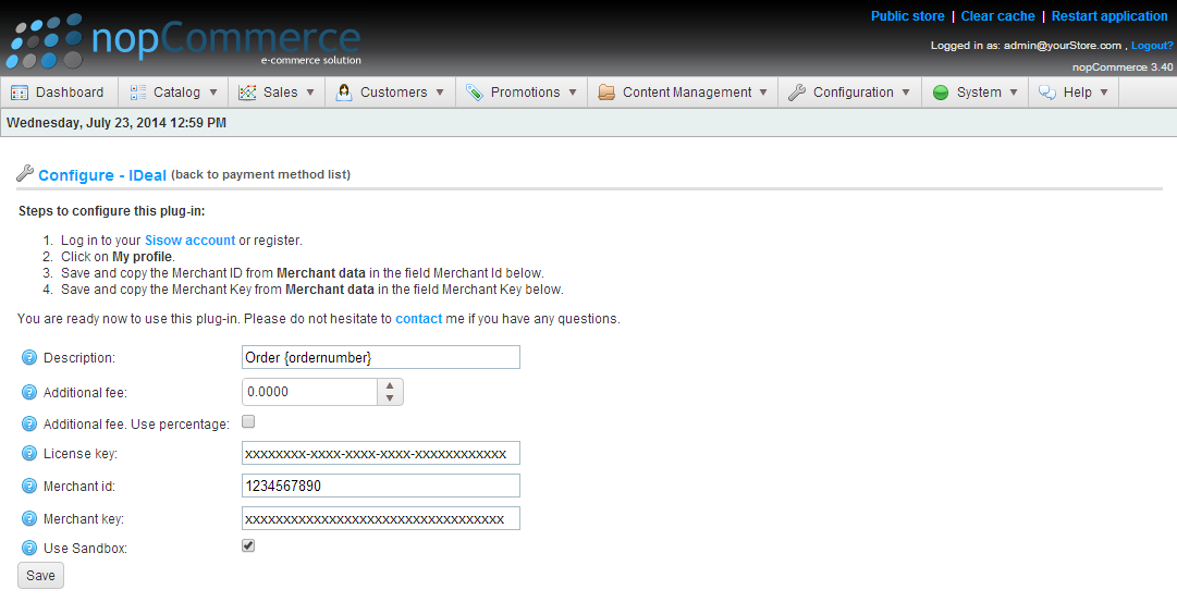 Sisow iDeal payment plug-in for nopCommerce. SWS Solutions